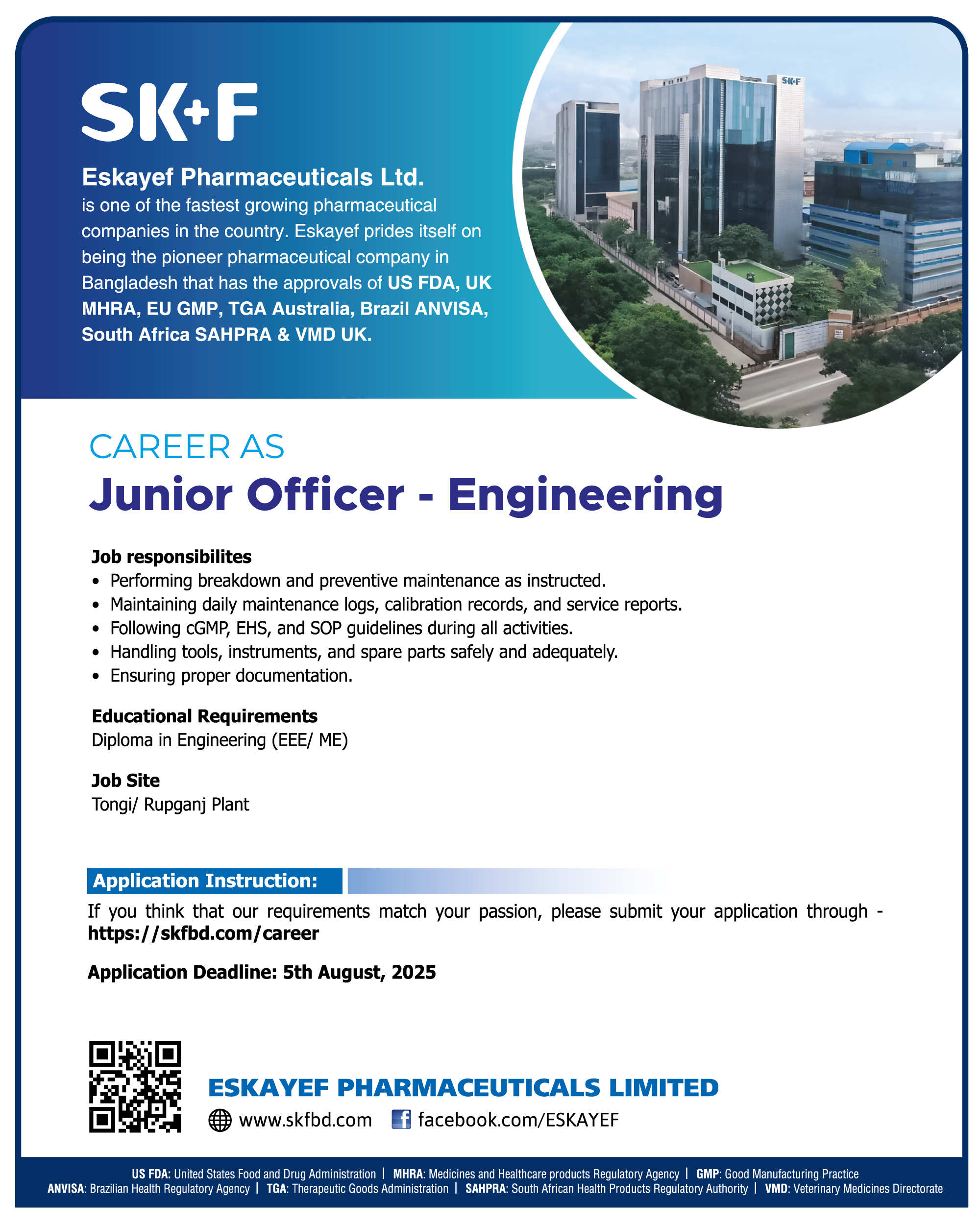 Eskayef Pharmaceuticals Ltd. | Career Apply